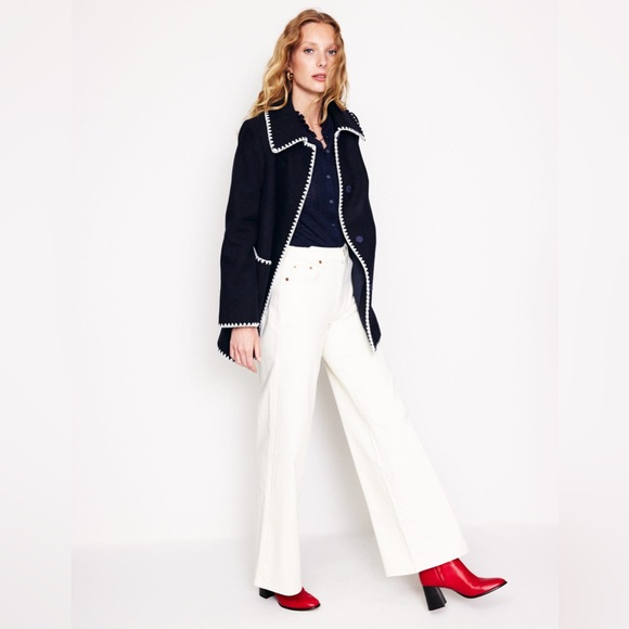 Boden | Jackets & Coats | Nwt Boden Blanket Stitch Car Coat In Navy Us ...
